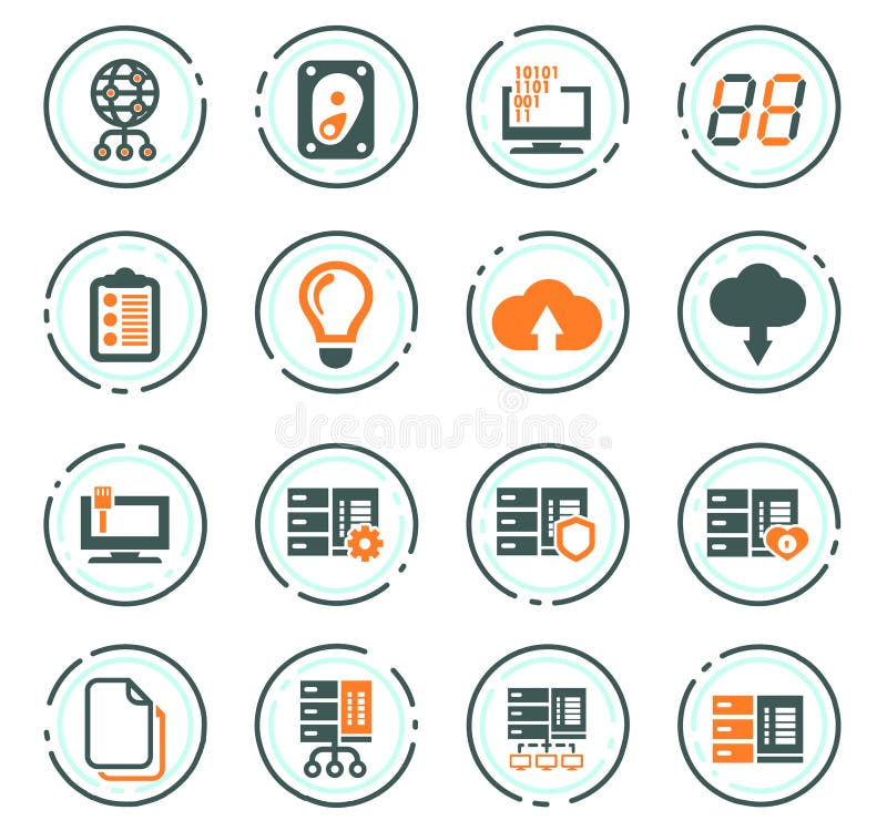 Internet, Server, Network Icons Set Stock Vector - Illustration of binary, silhouette: 155376731
