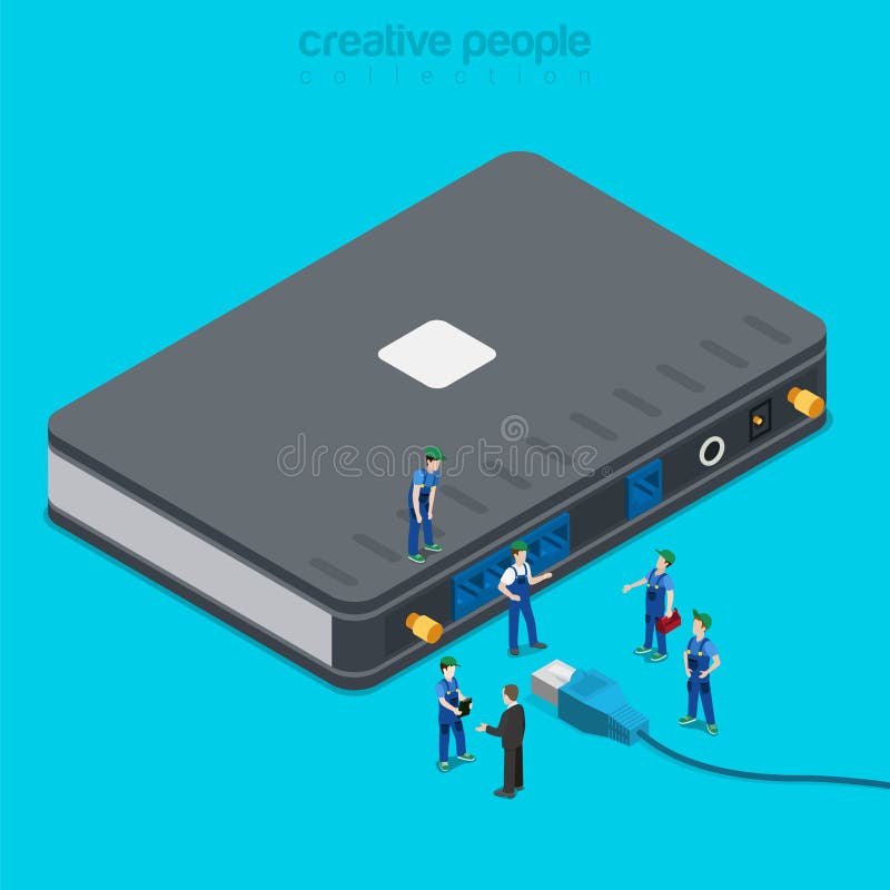 Internet Service Connection Supply Wi-fi Flat Isometric Vector Stock ...