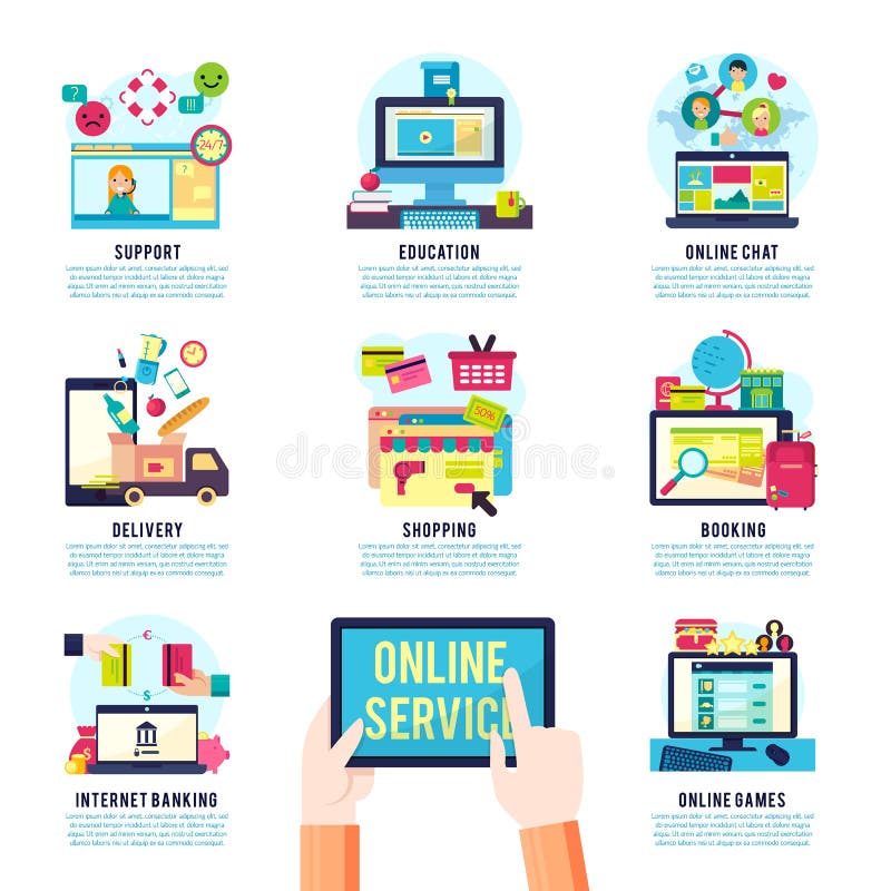 Seo and Internet Service Icons Set Stock Vector - Illustration of ...