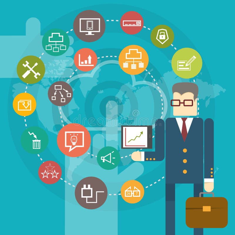 Internet Service Icon Set stock vector. Illustration of network - 42046055