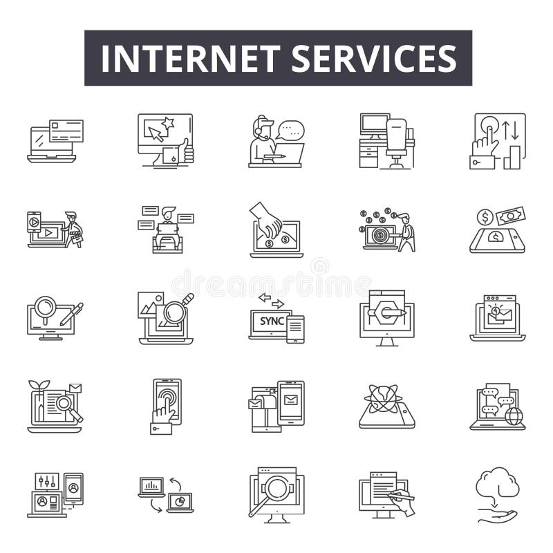 Internet Services Line Icons, Signs, Vector Set, Outline Illustration ...