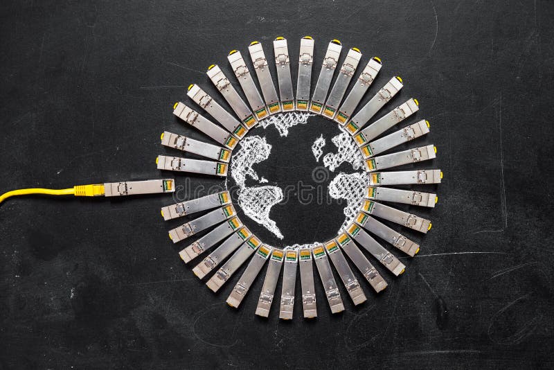 Internet SFP Network Modules As the Shape of Earth and RJ45 Ethernet ...