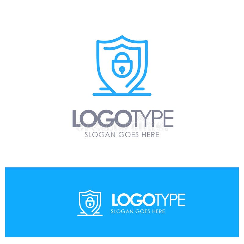 Internet, Shield, Lock, Security Blue OutLine Logo with Place for ...