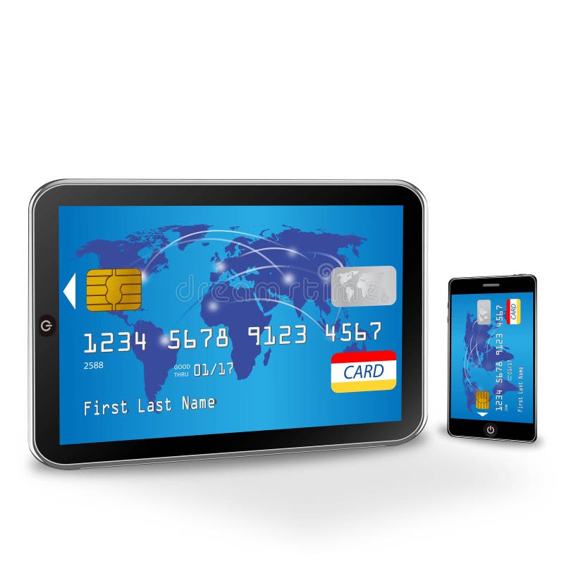Internet Shopping with Smart Phone and Credit Card Stock Illustration ...