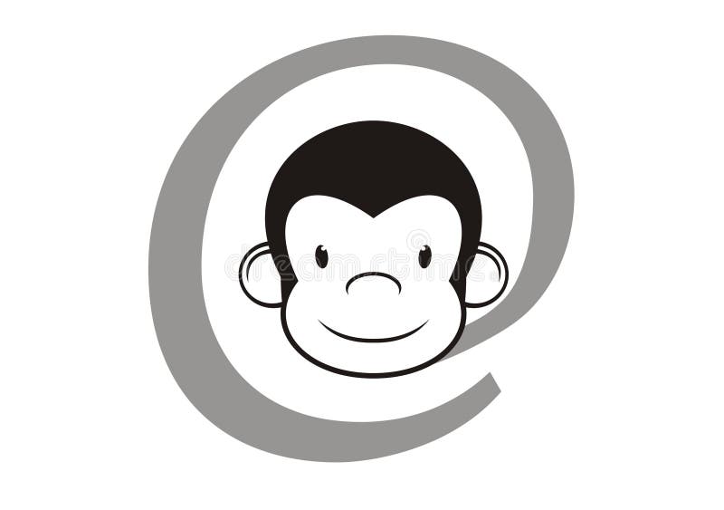 Monkey Email Internet Sign, Isolated on White Background Stock Vector ...