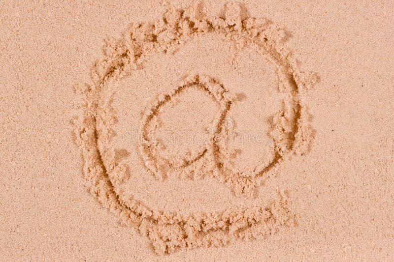Internet @ Sign Written on Sand Stock Photo - Image of icon, domain ...