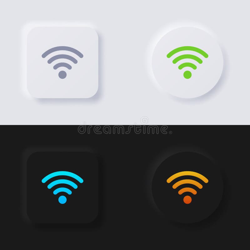 Internet Signal Wave Symbol Icon Set, Multicolor Neumorphism Button ...
