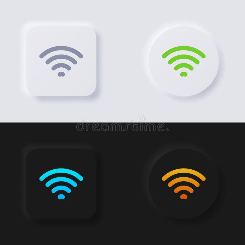 Internet Signal Wave Symbol Icon Set, Multicolor Neumorphism Button Soft UI Design. Stock Vector ...