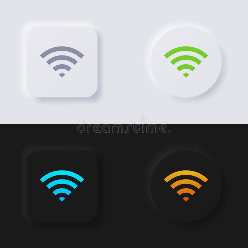Internet Signal Wave Symbol Icon Set, Multicolor Neumorphism Button ...
