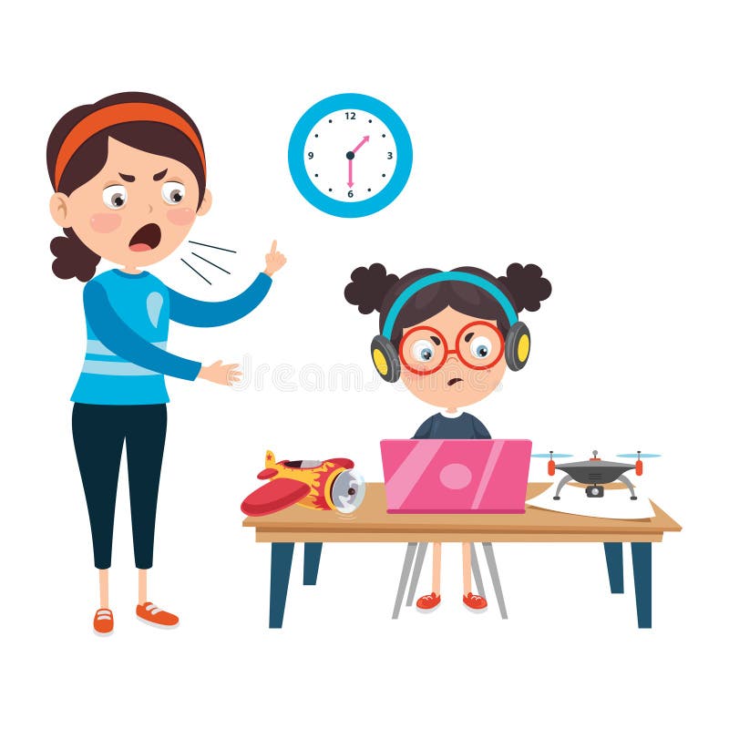 Addiction Children Mobile Phone Stock Illustrations – 529 Addiction ...