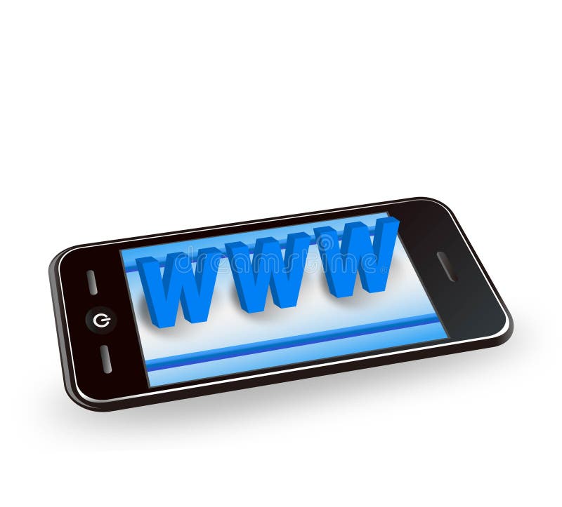 Internet with Smart Phone on a White Background Stock Illustration ...