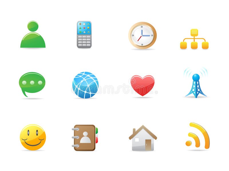 Internet social icon set stock vector. Illustration of media - 14998568