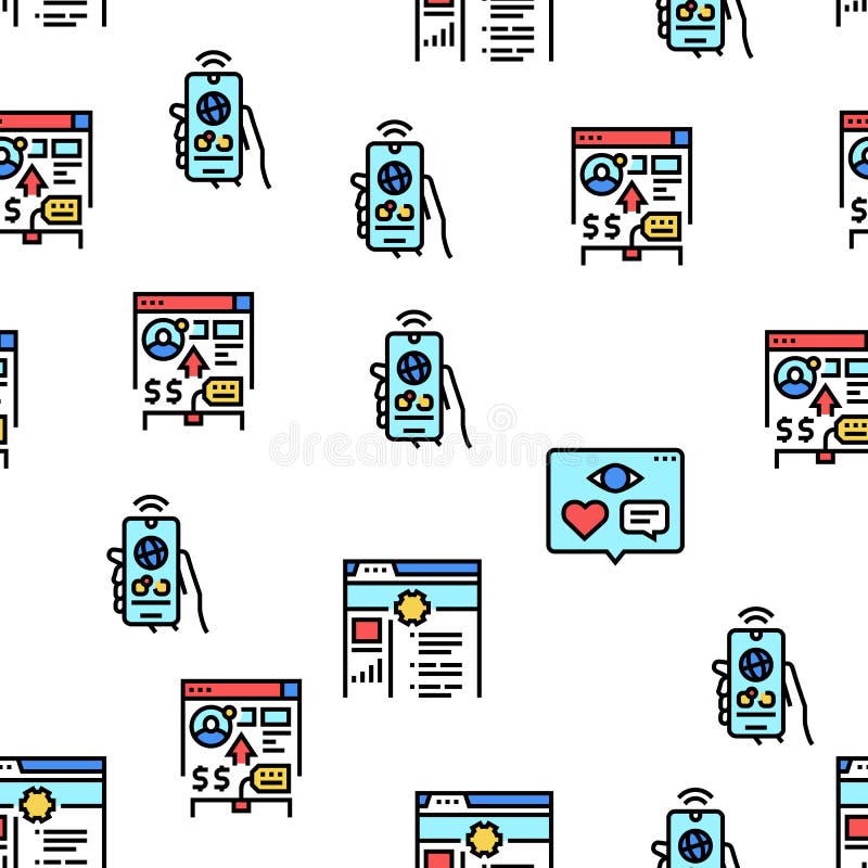 Internet Social Media Vector Seamless Pattern Stock Vector ...