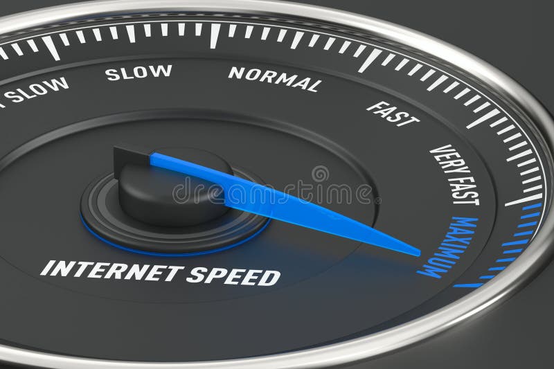 Internet Speed on Car Speedometer. 3D Illustration Stock Illustration ...
