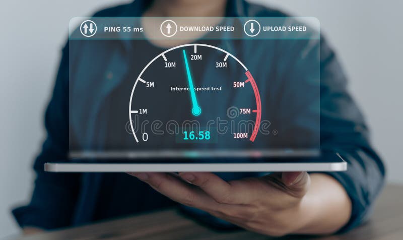 Internet Speed Check Concept, Visual Screen Show Speed Test of Internet ...