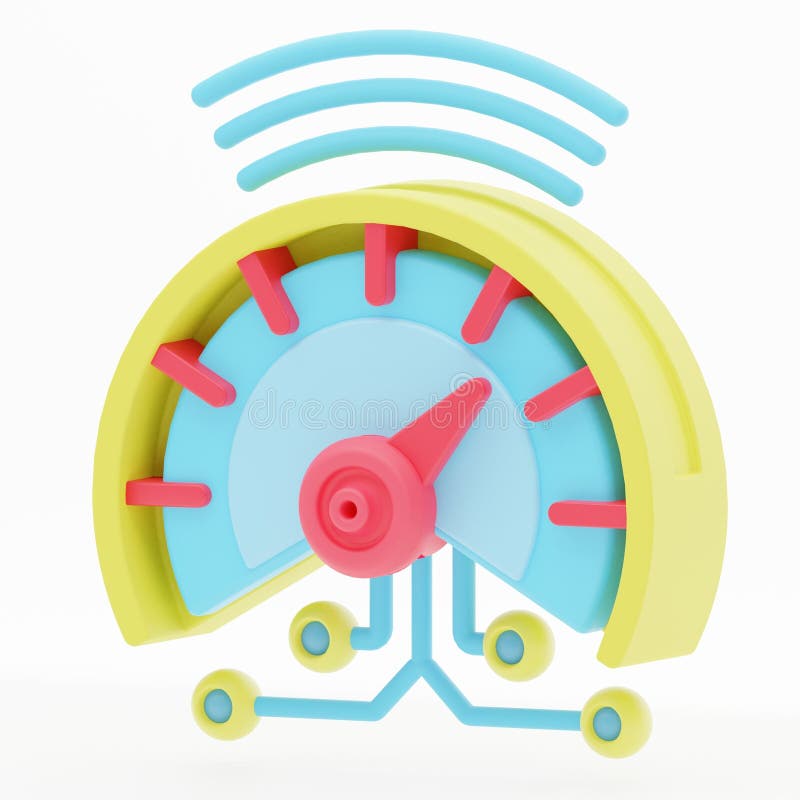 Internet Speed Test 3d Icon on Computer Network Represented by ...