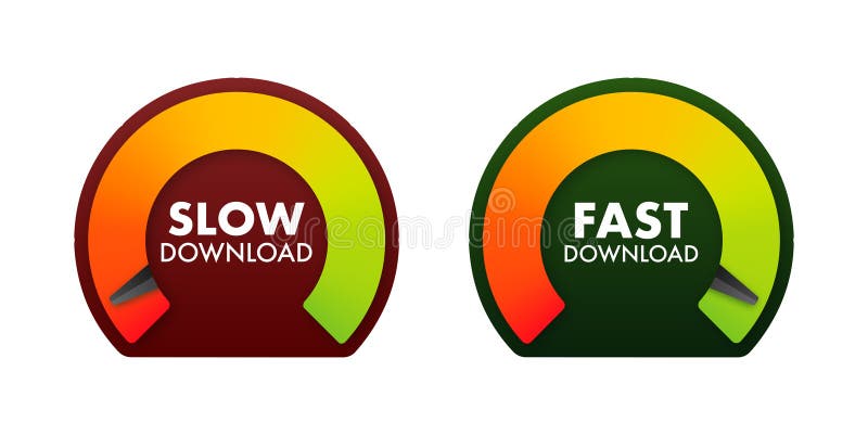 Internet Speedometer Concept with Slow and Fast Download Indicators ...