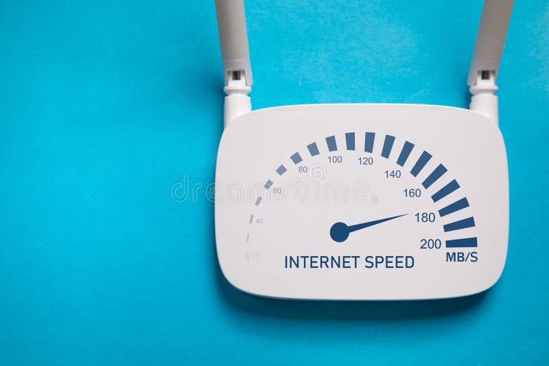 Internet Speedometer with a Wi Fi Router. Speed. Technology Stock Photo ...