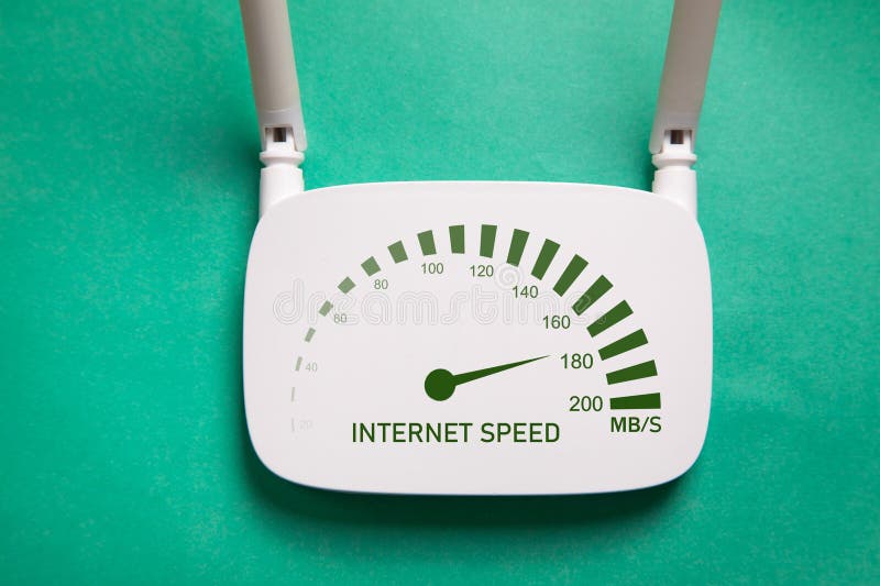 Internet Speedometer with a Wi Fi Router. Speed. Technology Stock Photo ...