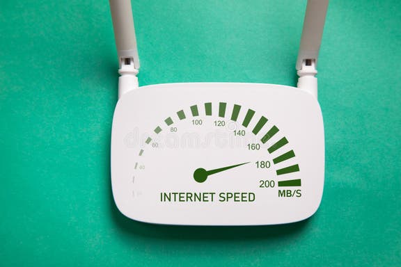 Internet Speedometer with a Wi Fi Router. Speed. Technology Stock Photo ...