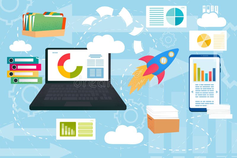 Internet Storage, Network Technology for Business, Vector Illustration ...