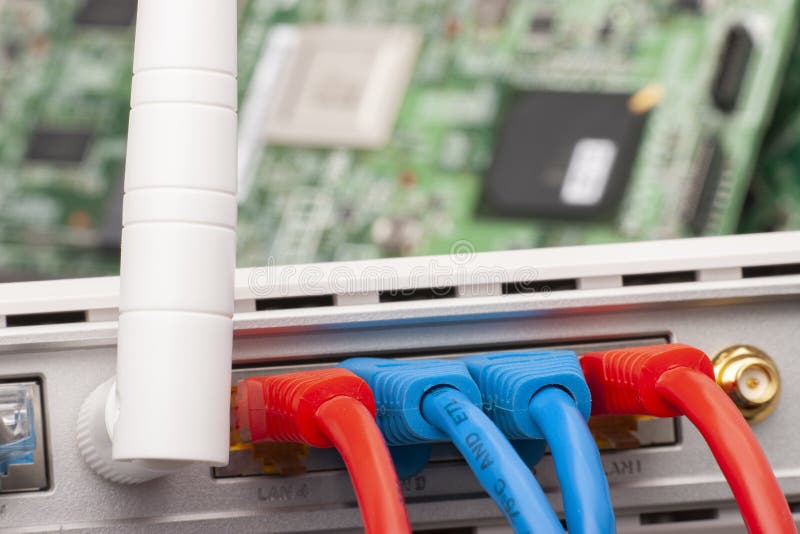 Internet Switch Close Up Macro Shot on Computer Circuit Board Stock ...