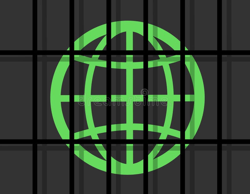 Internet Symbol is Behind the Bars Stock Vector - Illustration of ...
