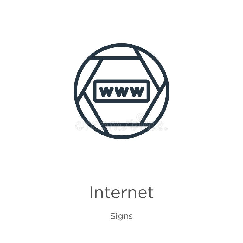 Internet Symbol Icon. Thin Linear Internet Symbol Outline Icon Isolated ...