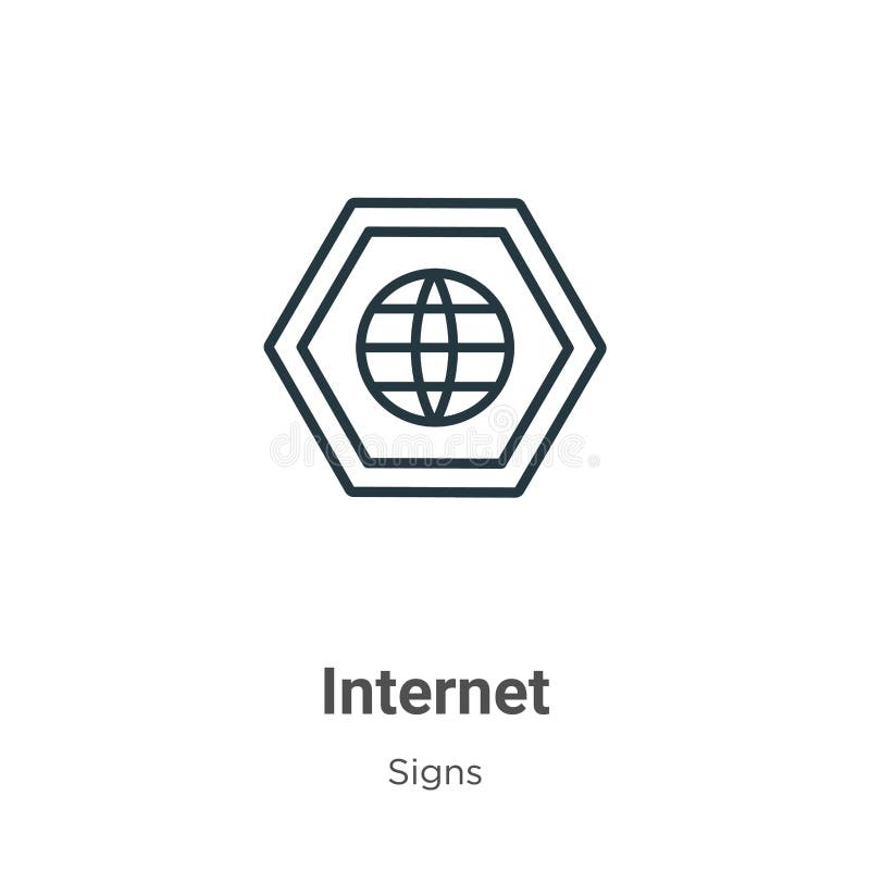 Internet Symbol Outline Vector Icon. Thin Line Black Internet Symbol ...