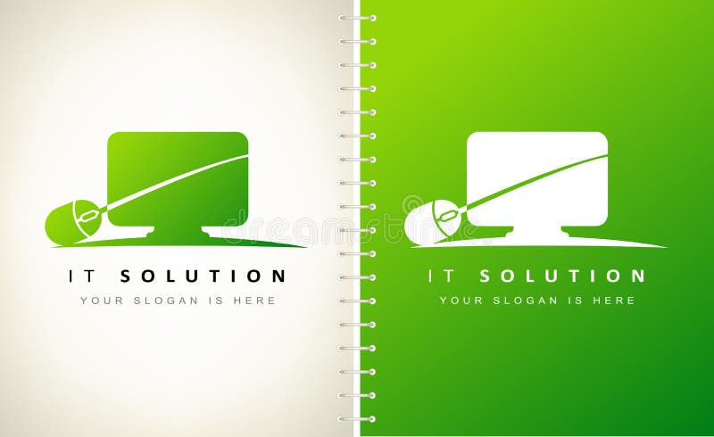 Internet Technologies Solution Vector. Computer and Mouse Logo Design ...