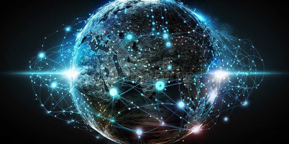 The Internet Technology Around the World with AI Generated. Stock ...