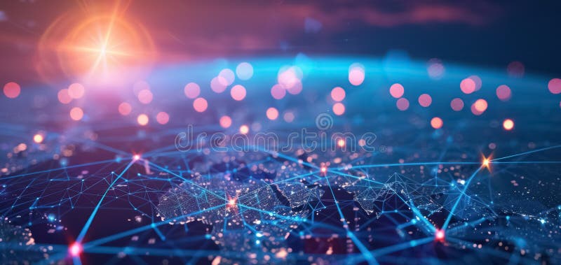 Internet Technology with Global Communication Network Connected Around ...