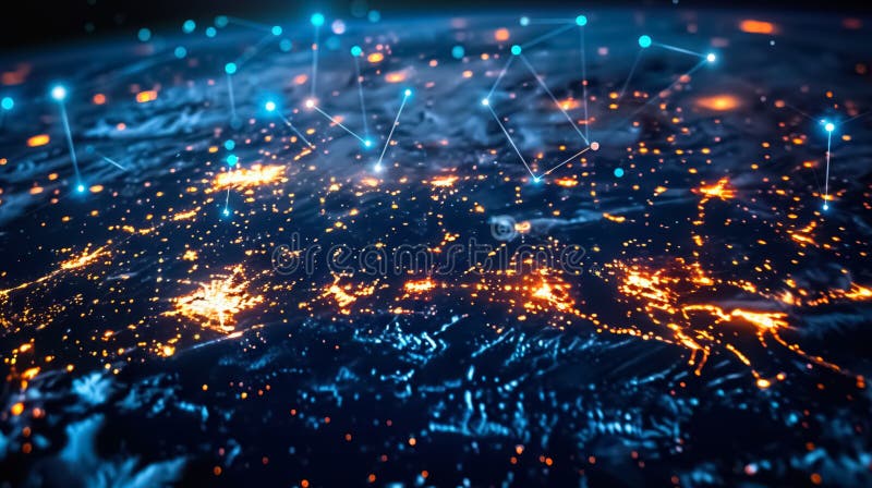 Internet Technology with Global Communication Network Connected Around ...