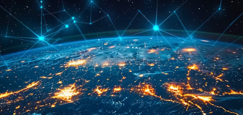 Internet Technology with Global Communication Network Connected Around ...