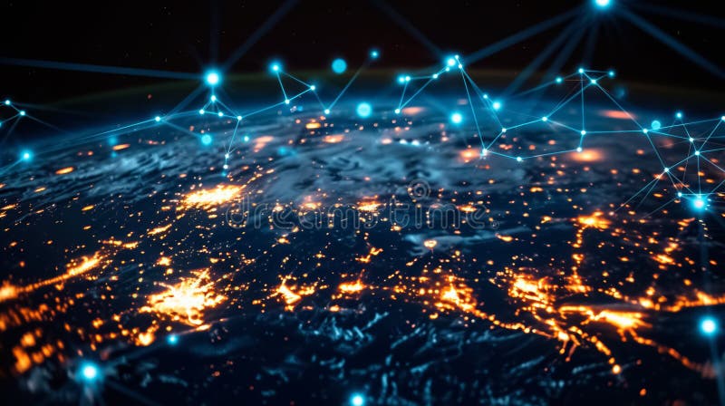 Internet Technology with Global Communication Network Connected Around ...