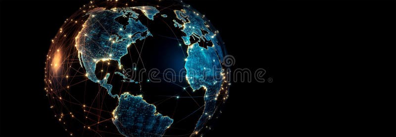 Internet Technology with Global Communication Network, Panoramic Layout ...