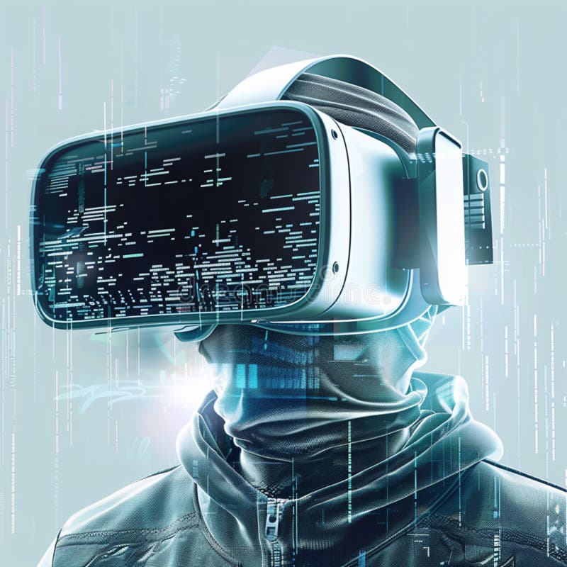 Internet Technology Hacker in Virtual Reality Glasses, Networking ...
