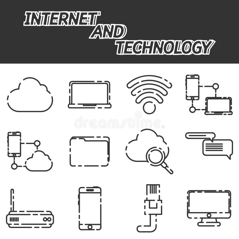 Internet and Technology Icon Set Stock Vector - Illustration of gear ...