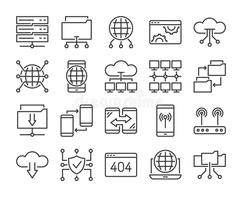 20 Internet Technology Icons. Network Technology Line Icon Set. Vector ...