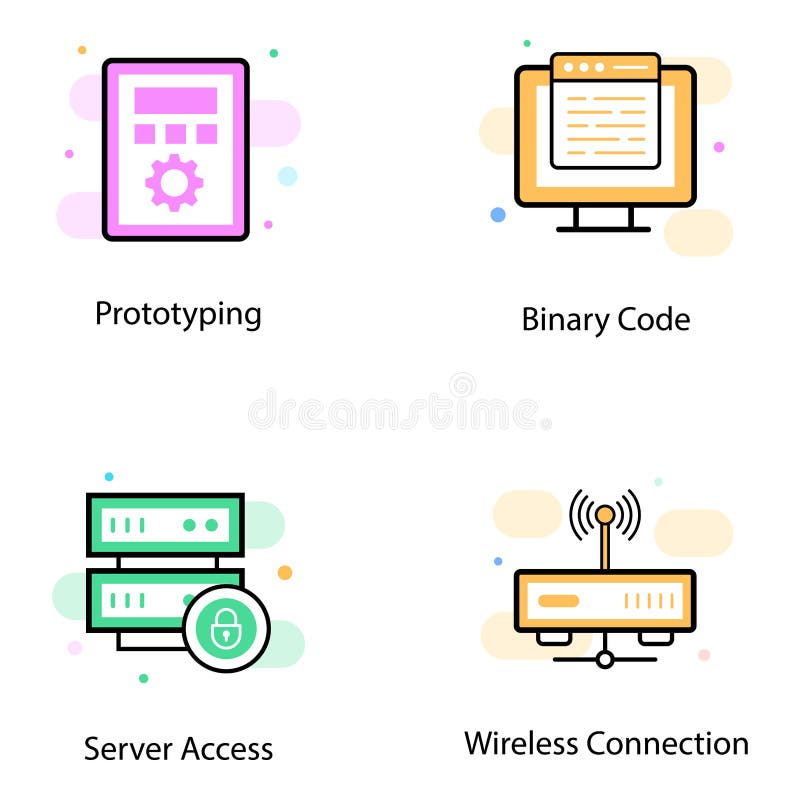 Internet Technology Icons Set Stock Vector - Illustration of data ...