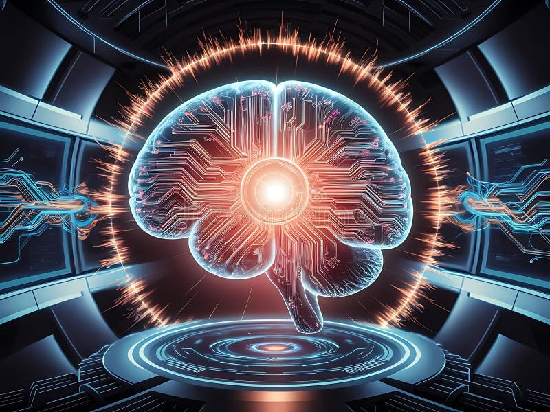 Artificial Intelligence Brain and Circuit for Machine Learning Concept ...