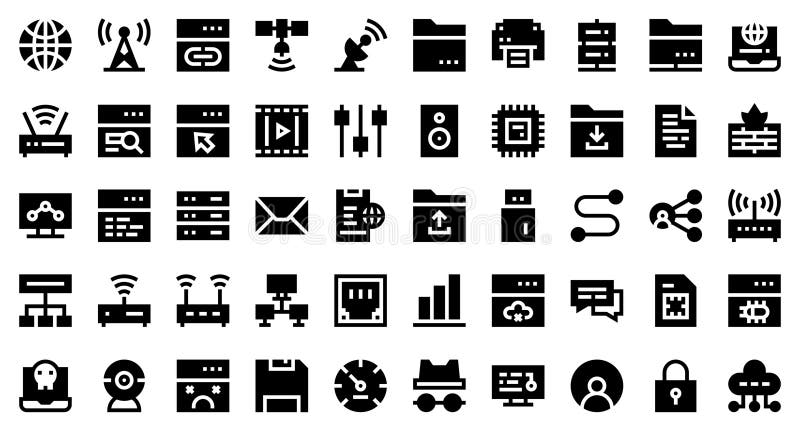 Internet Technology Set. Set Solid Icons. Internet Technology Symbols ...