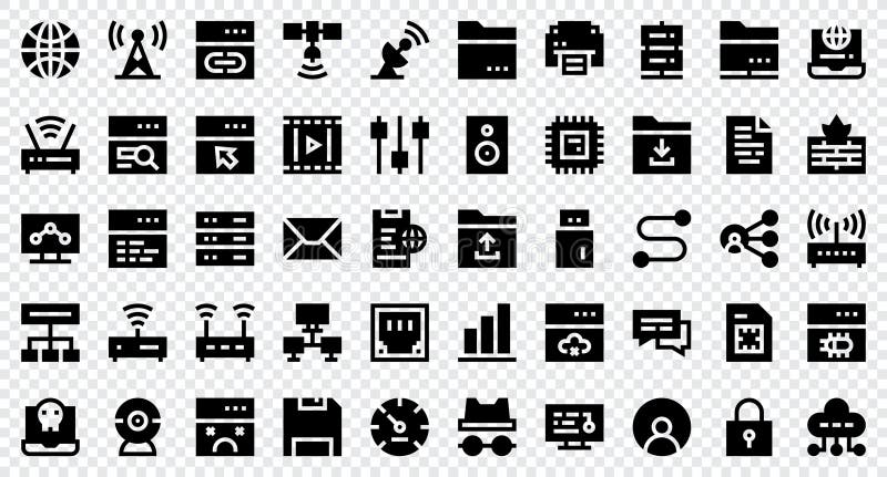 Internet Technology Set. Set Solid Icons. Internet Technology Symbols ...