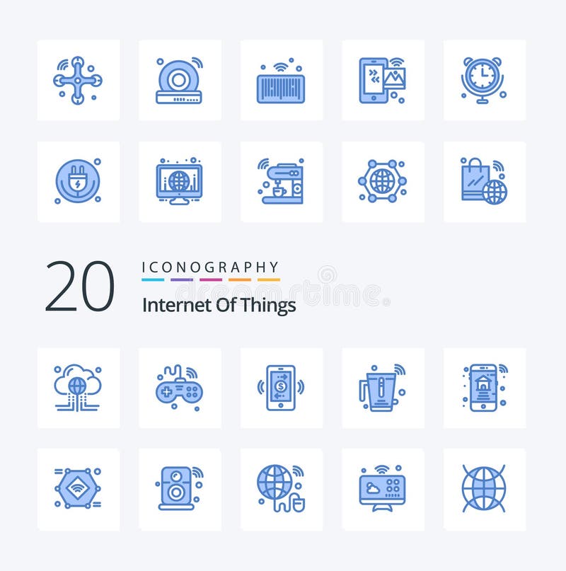 20 Internet of Things Blue Color Icon Pack Like Wifi Juice Things ...