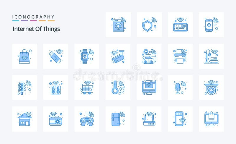 25 Internet of Things Blue Icon Pack Stock Vector - Illustration of ...