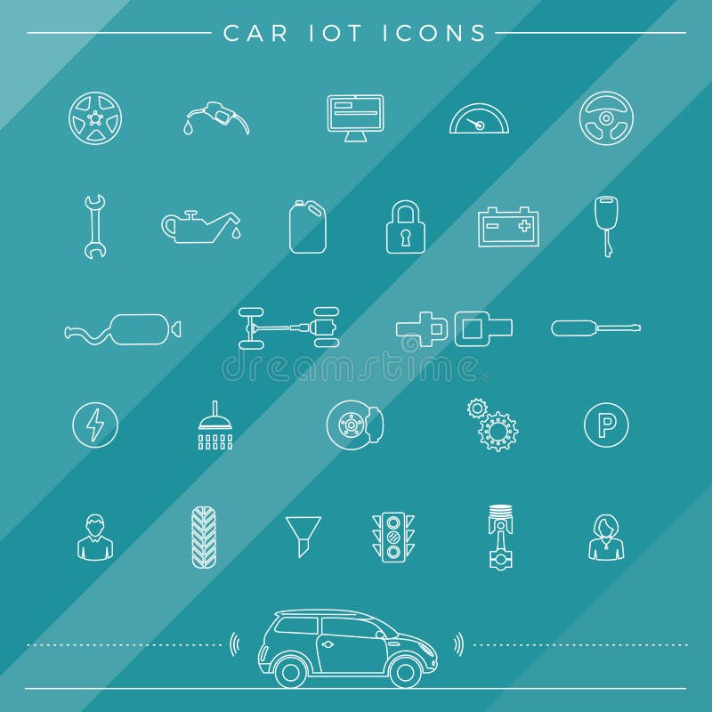 Internet of Things for the Car Icons Stock Vector - Illustration of ...