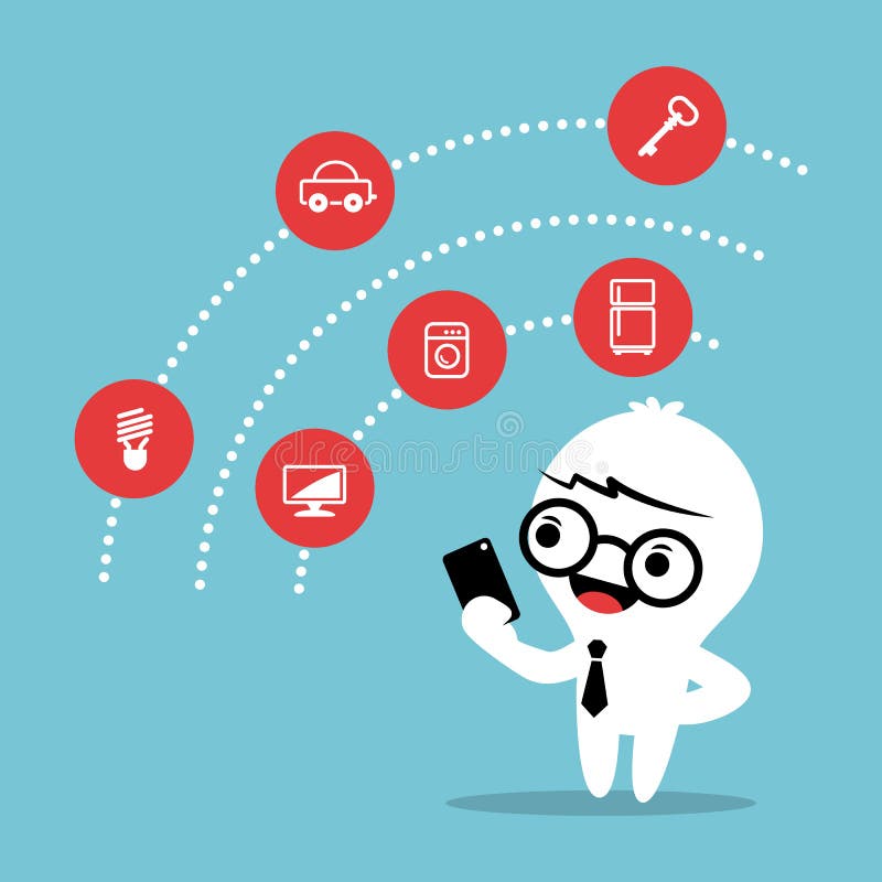 Internet of Things Cartoon Illustration Stock Vector - Illustration of ...