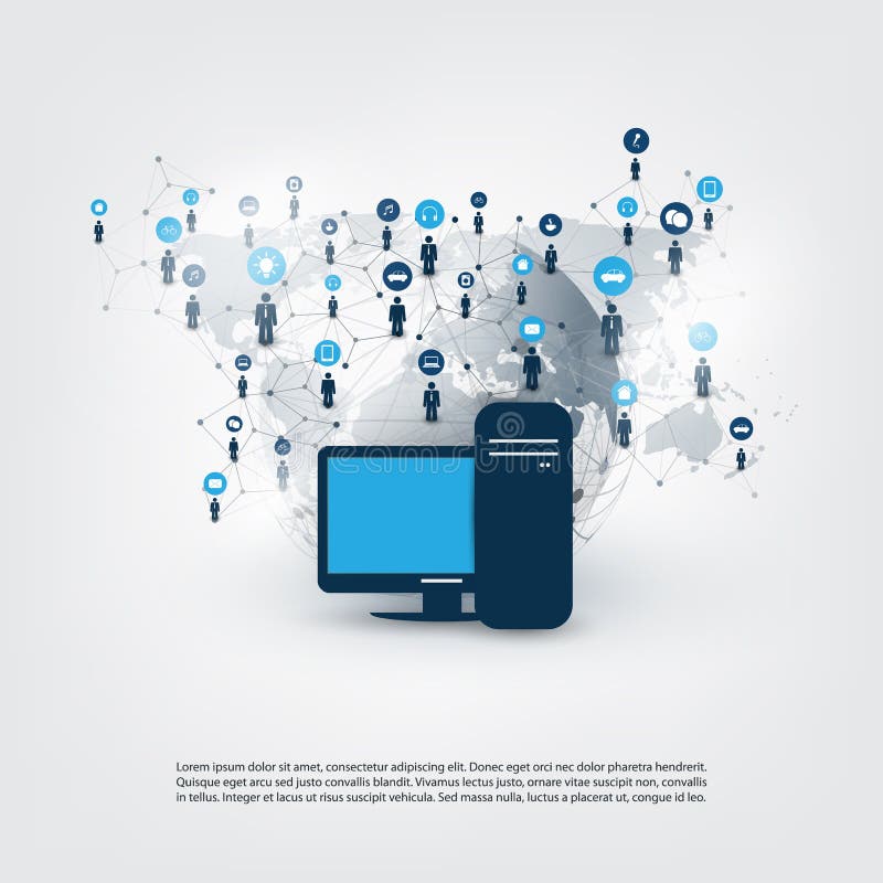 Internet of Things, Cloud Computing Design Concept with Icons Stock ...