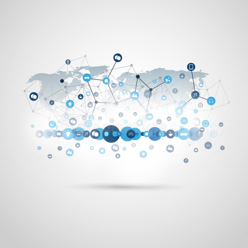 Internet of Things or Cloud Computing Design Concept with Icons ...