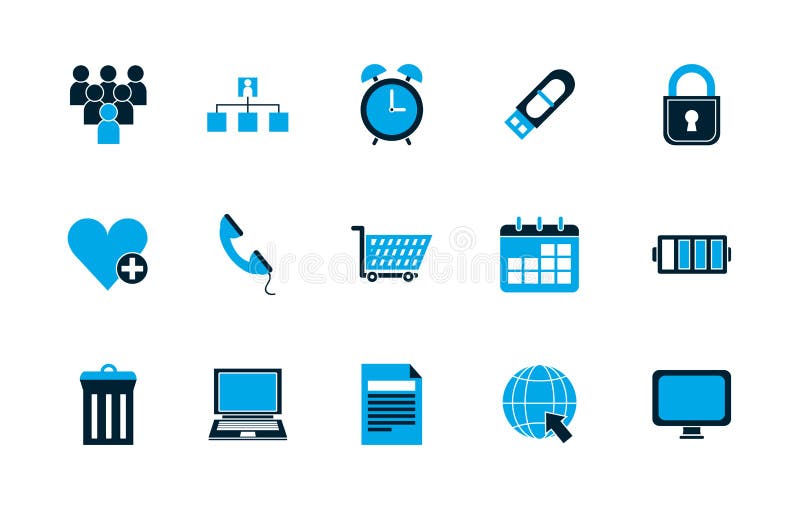 Internet of Things Collection Icons Blue Style Stock Vector ...